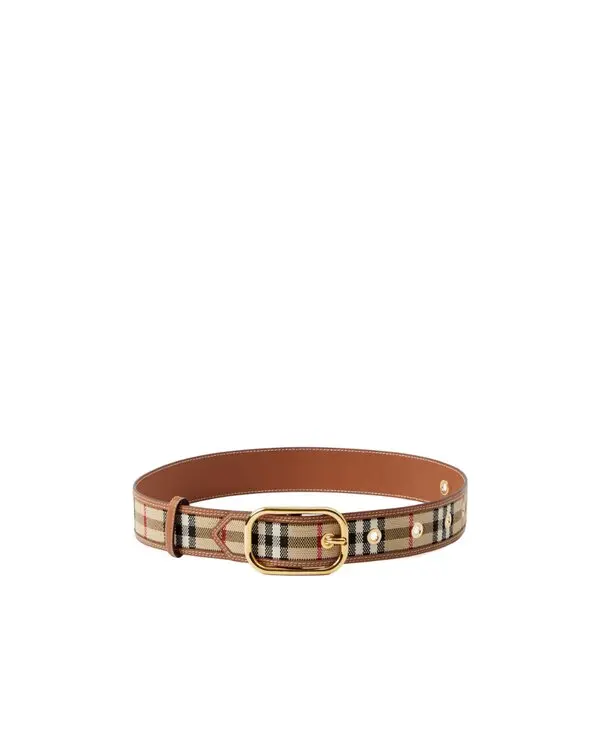 Burberry Checked Pattern Buckle Belt - Brown
