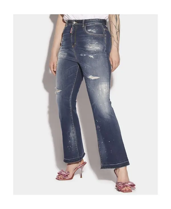 Dsquared2 High Waist Distressed Flare Jeans - Black