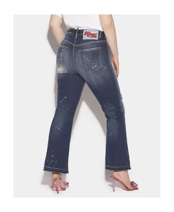 Dsquared2 High Waist Distressed Flare Jeans - Black