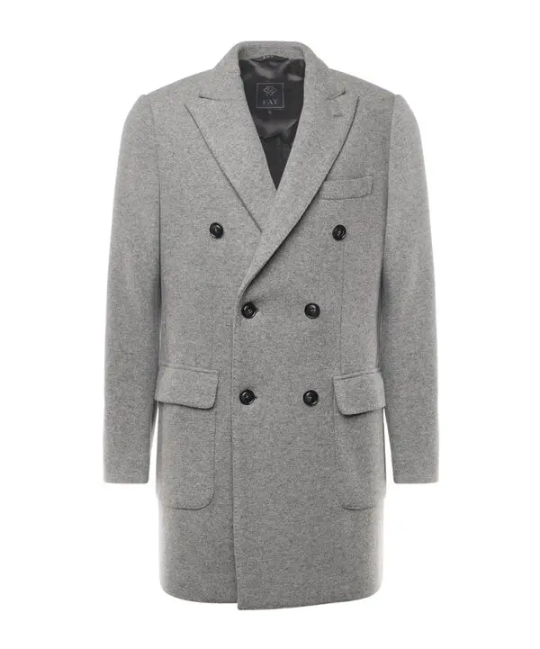 FAY Peak Lapel Double-breasted Wool Coat