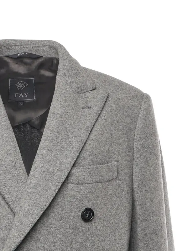 FAY Peak Lapel Double-breasted Wool Coat