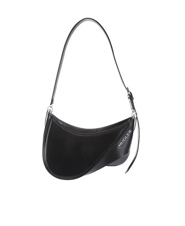 MUGLER Smooth Spiral Zip-up Shoulder Bag - Black