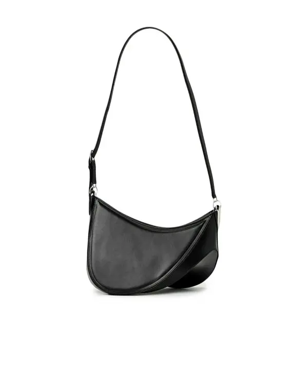 MUGLER Smooth Spiral Zip-up Shoulder Bag - Black