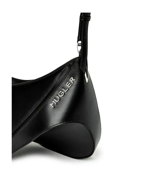 MUGLER Smooth Spiral Zip-up Shoulder Bag - Black