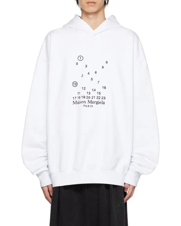 MAISON MARGIELA Printed Long-sleeve Hoodie - White
