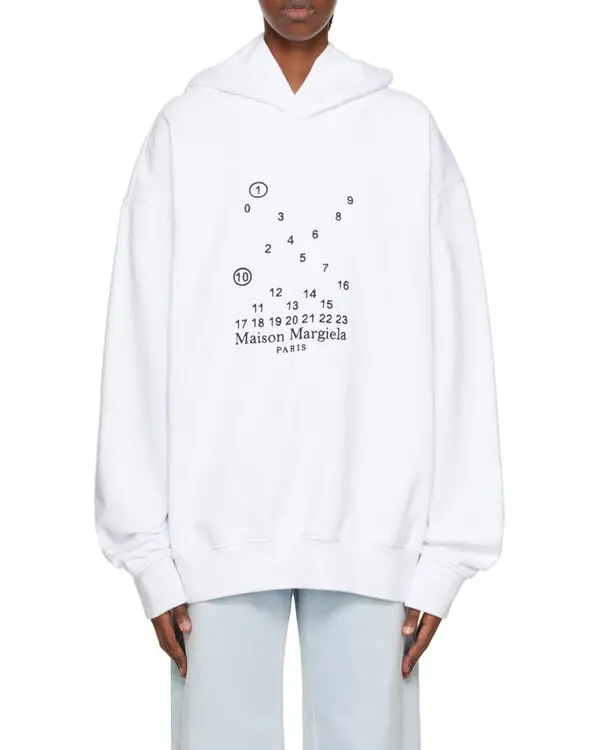MAISON MARGIELA Printed Long-sleeve Hoodie - White