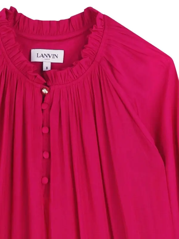 LANVIN Long Sleeve Ruffle Hem Dress