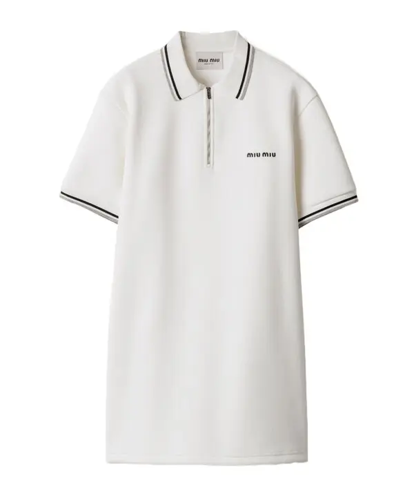 Miu Miu Short-sleeved Zip Polo Dress - White