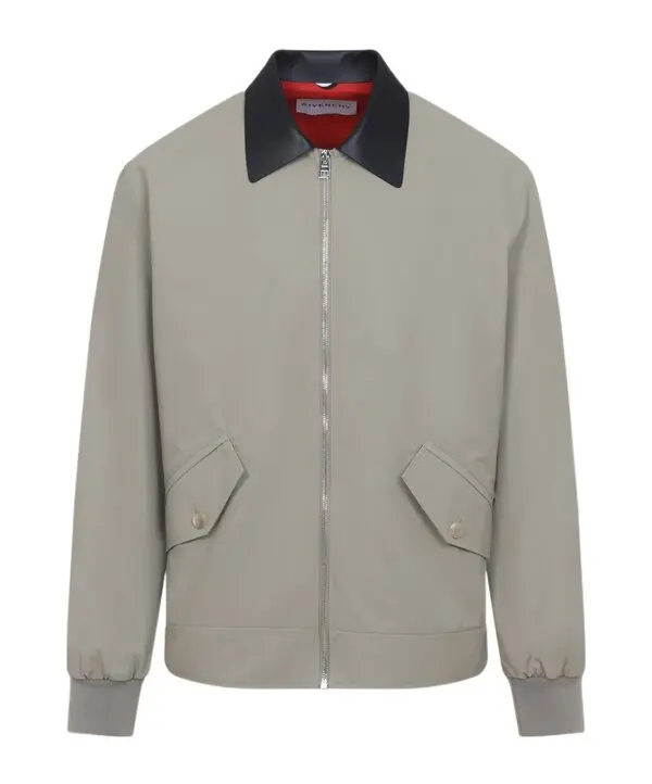 Givenchy Harrington Jacket In Cotton With Leather Details - Beige