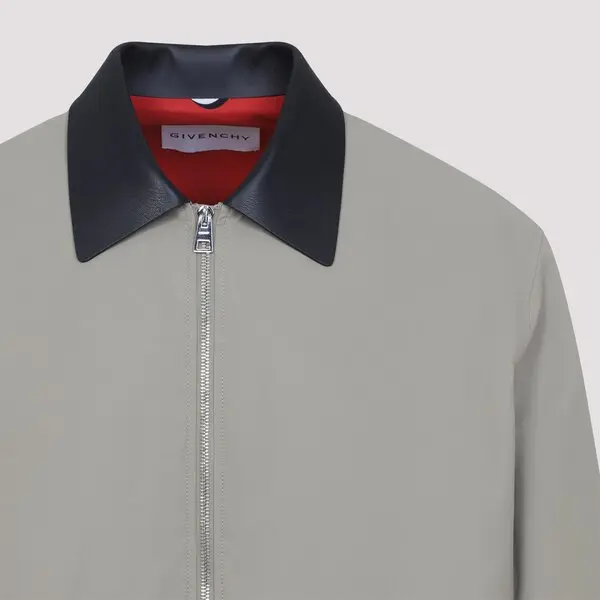 Givenchy Harrington Jacket In Cotton With Leather Details - Beige