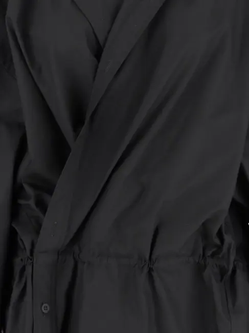 Balenciaga Long Sleeve Collared Drawstring Dress