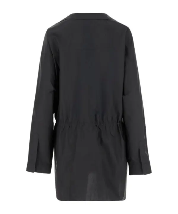 Balenciaga Long Sleeve Collared Drawstring Dress - Black