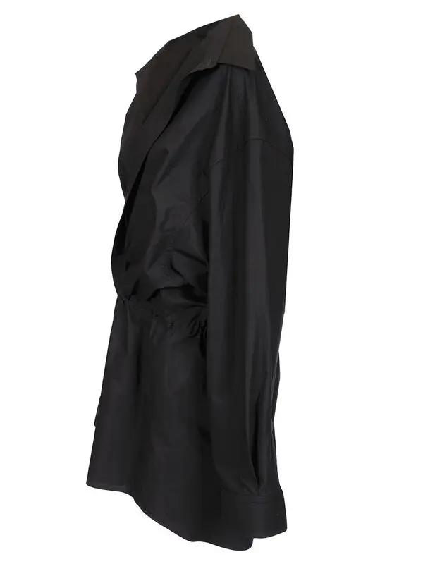 Balenciaga Long Sleeve Collared Drawstring Dress - Black