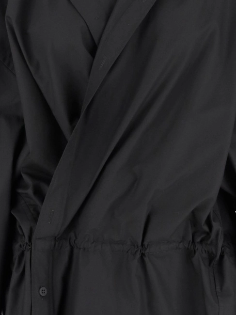 Balenciaga Long Sleeve Collared Drawstring Dress - Black