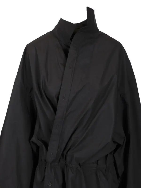 Balenciaga Long Sleeve Collared Drawstring Dress - Black