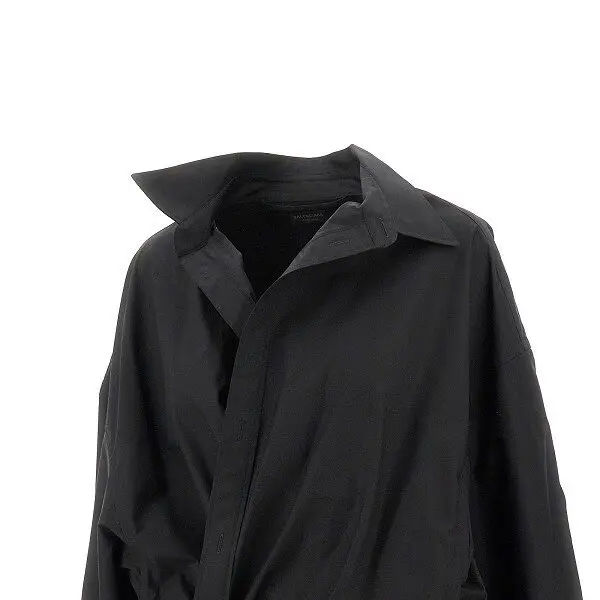 Balenciaga Long Sleeve Collared Drawstring Dress - Black