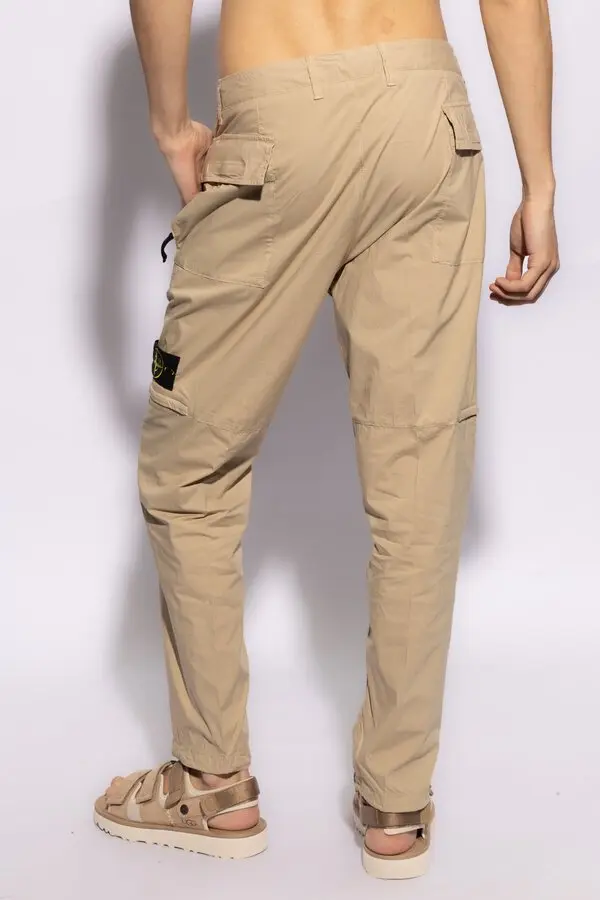 Stone Island Logo Patch Mid-rise Trousers