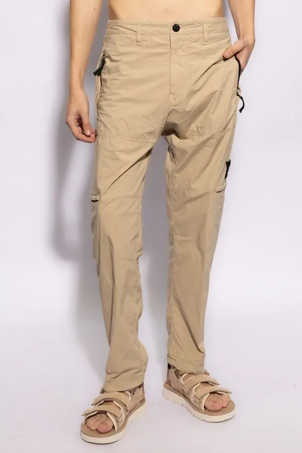 Stone Island Compass-badge Tapered Trousers - Sand-colored