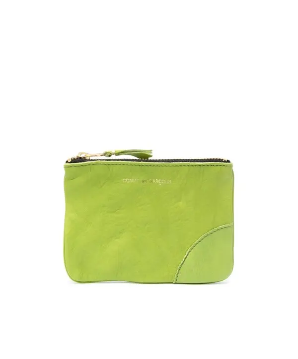 Comme Des Garçons Washed Leather Zip Pouch - Avocado Green