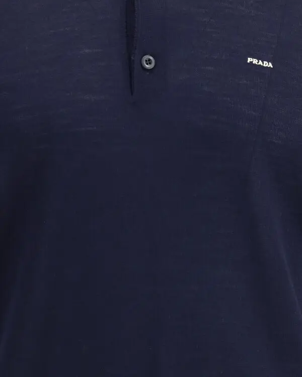 Prada Short-sleeved Knitted Polo Shirt - Blue