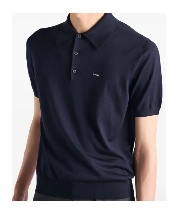 Prada Short-sleeved Knitted Polo Shirt - Blue