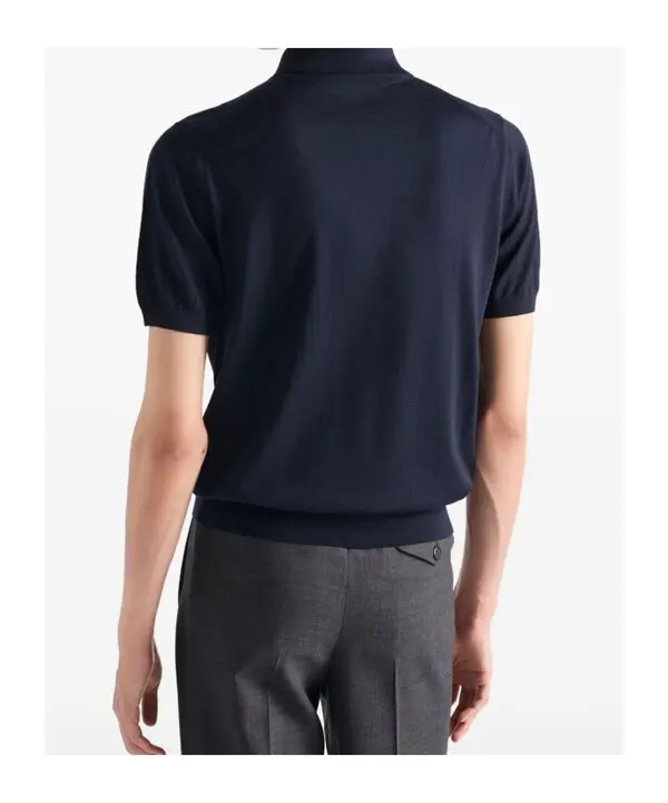 Prada Short-sleeved Knitted Polo Shirt - Blue