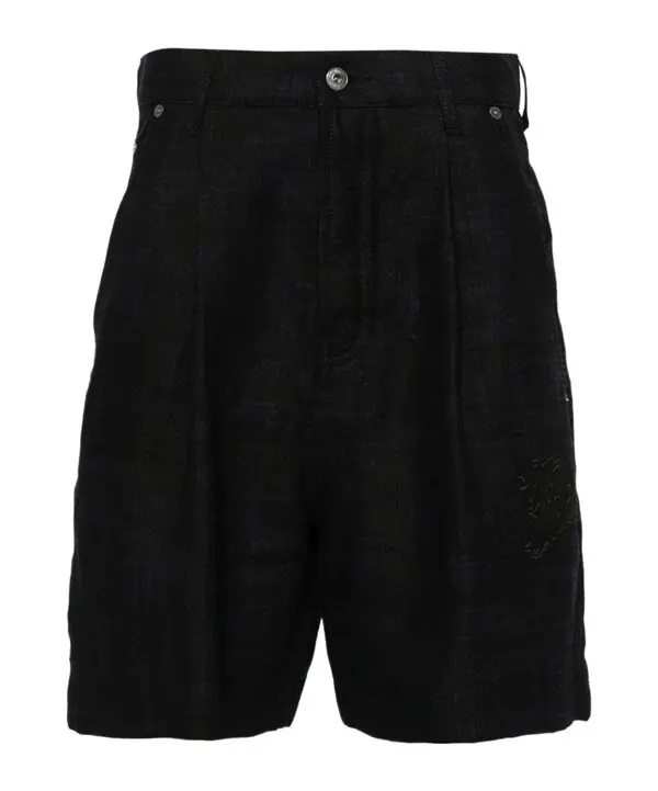 Off-White High-rise Wide-leg Shorts With Embroidered Logo - Black