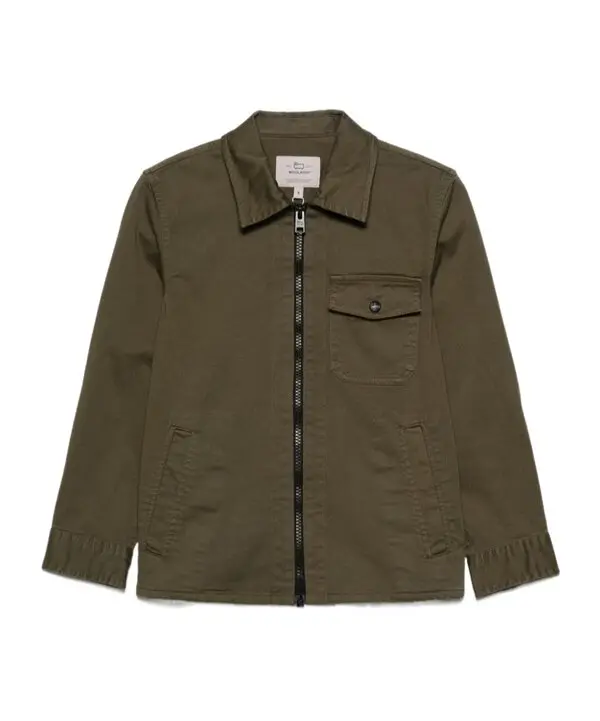 Woolrich Tonal Stitching Cotton Blend Jacket - Olive Green