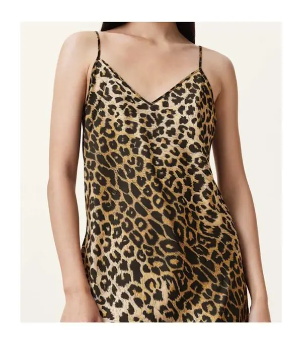 ALLSAINTS Leopard Print Off-shoulder Long Sleeve Dress