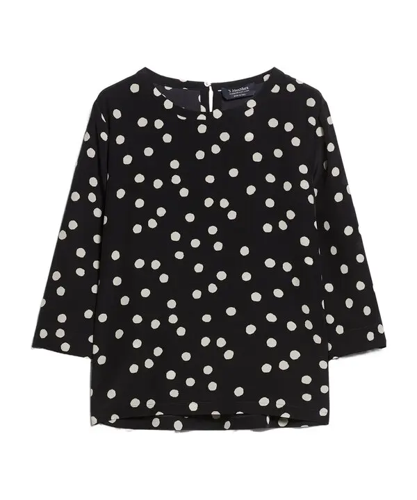 Max Mara Polka Dot Crewneck Top - Black