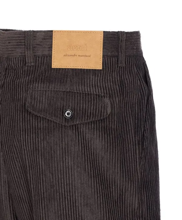 AMI Paris Pleated Corduroy Trousers