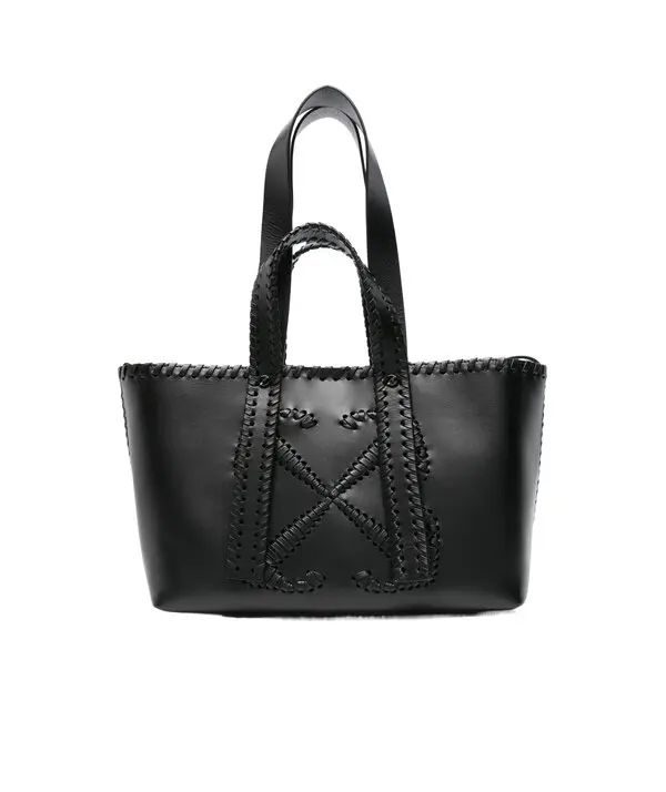 Off-White Arrows-stitch Leather Tote Bag - Black