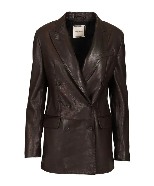 Tagliatore Josie Double Breasted Leather Jacket - Brown