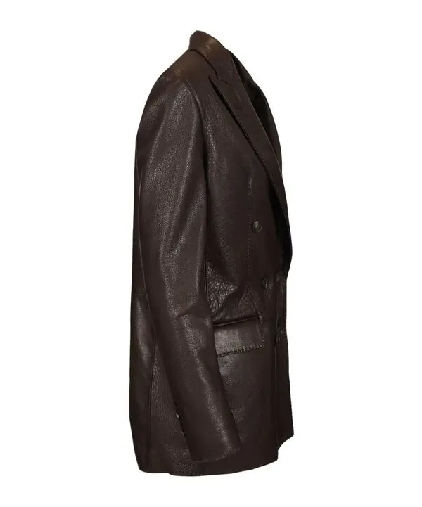 Tagliatore Josie Double Breasted Leather Jacket - Brown