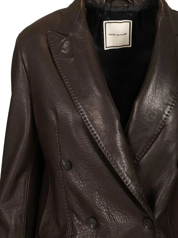 Tagliatore Josie Double Breasted Leather Jacket - Brown