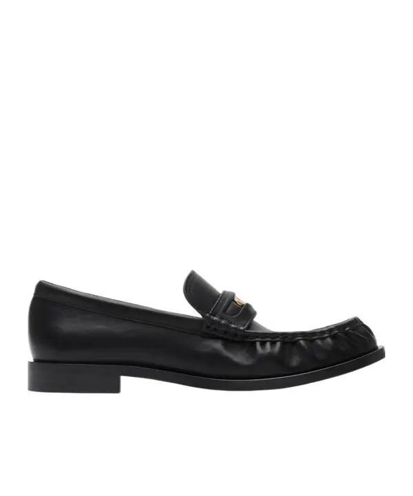 Burberry Logo Plaque Slip-on Loafers - Black