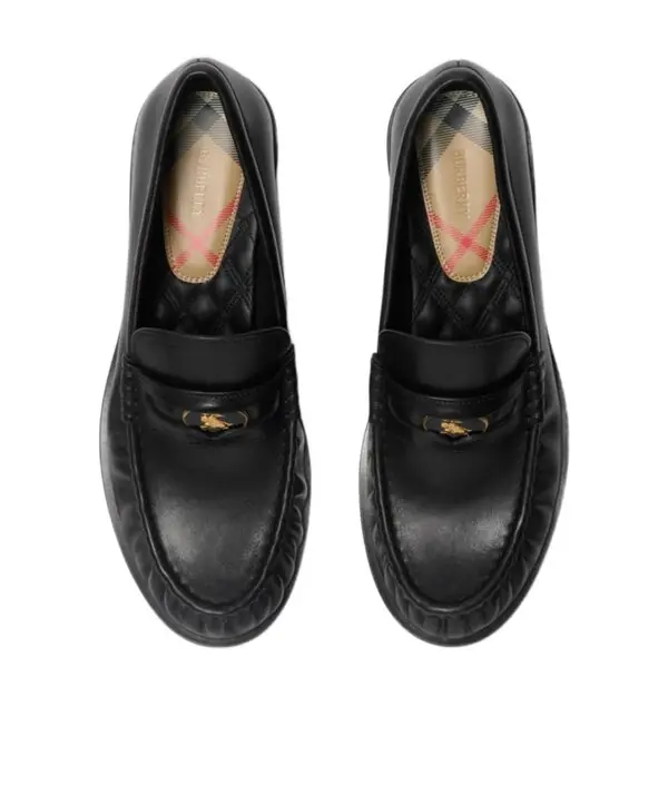 Burberry Logo Plaque Slip-on Loafers - Black