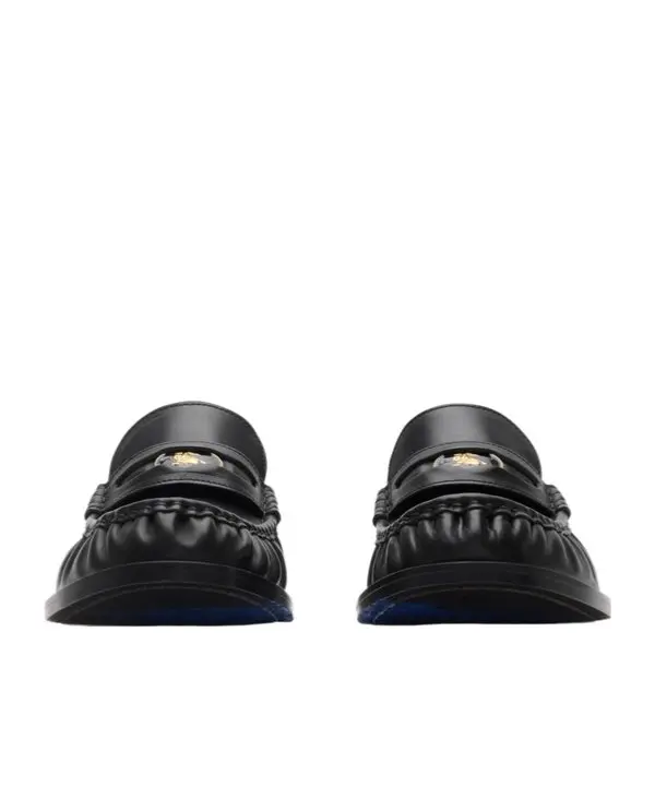 Burberry Logo Plaque Slip-on Loafers - Black