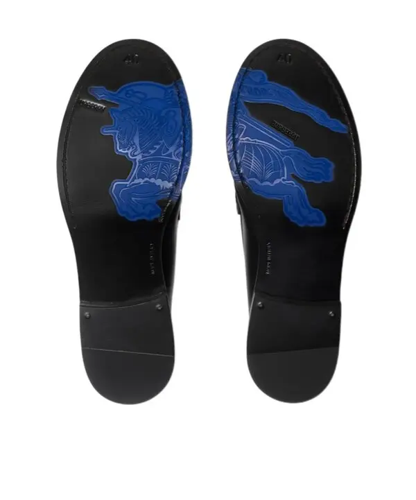Burberry Logo Plaque Slip-on Loafers - Black