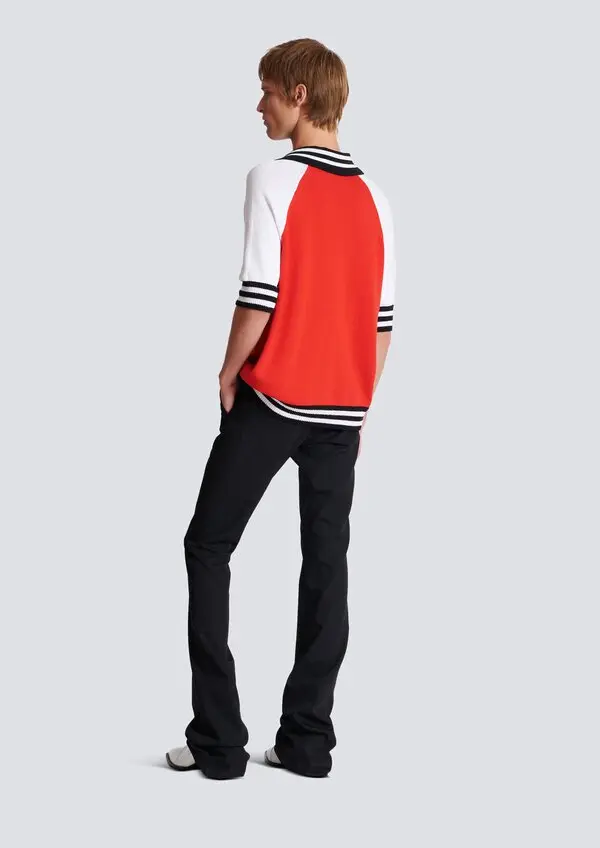 Balmain College Baseball Pb Signature Knit Polo Shirt