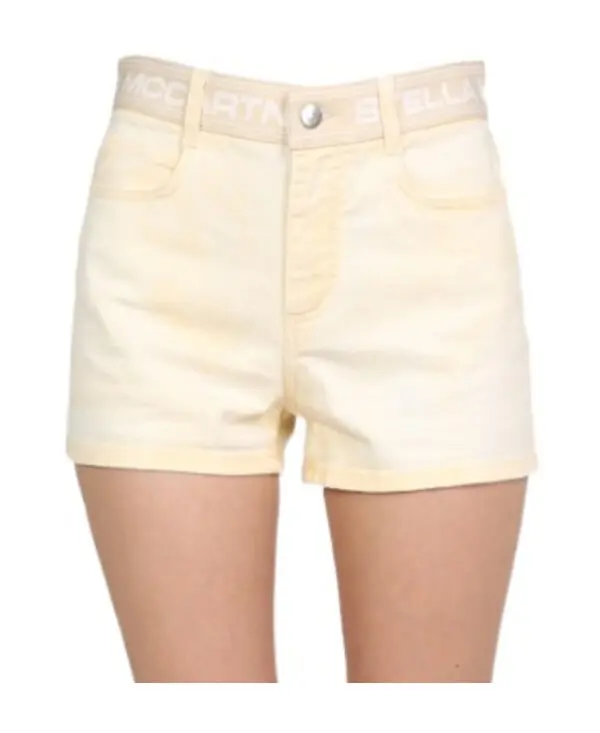 Stella McCartney Logo Waistband Denim Shorts - Nude