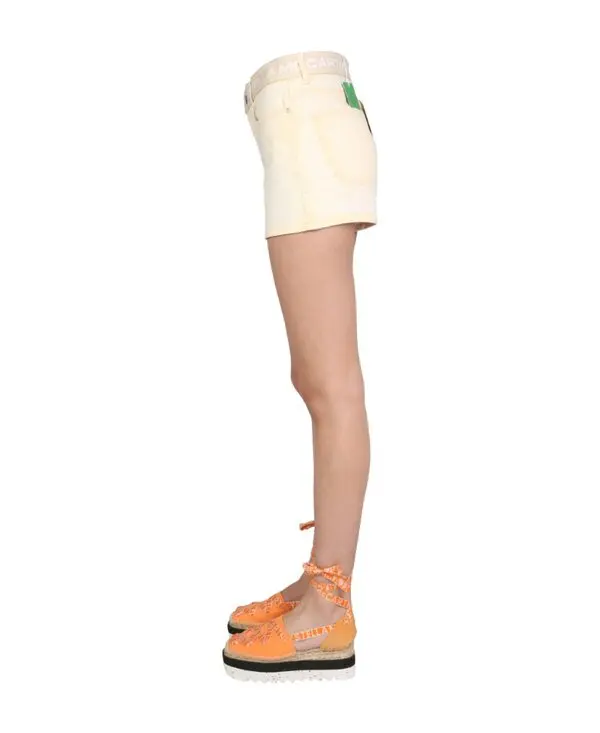 Stella McCartney Logo Waistband Denim Shorts - Nude