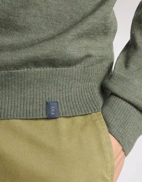 FAY High Neck Wool Knitwear - Green