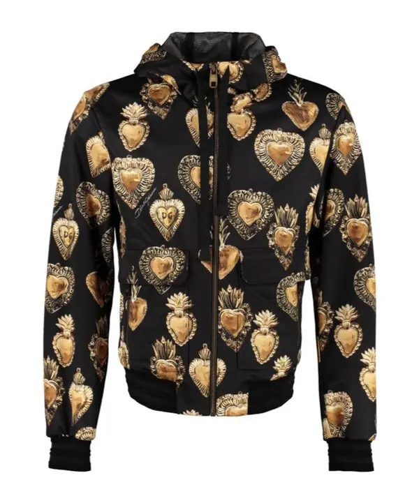 Dolce & Gabbana Printed Full Zip Hoodie - Black
