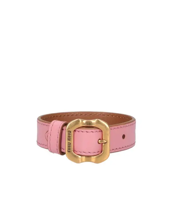 Miu Miu Leather Buckle Bracelet - Pink