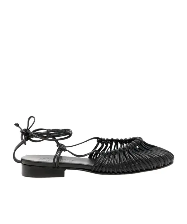 Hereu Braided Ankle Strap Sandals - Black