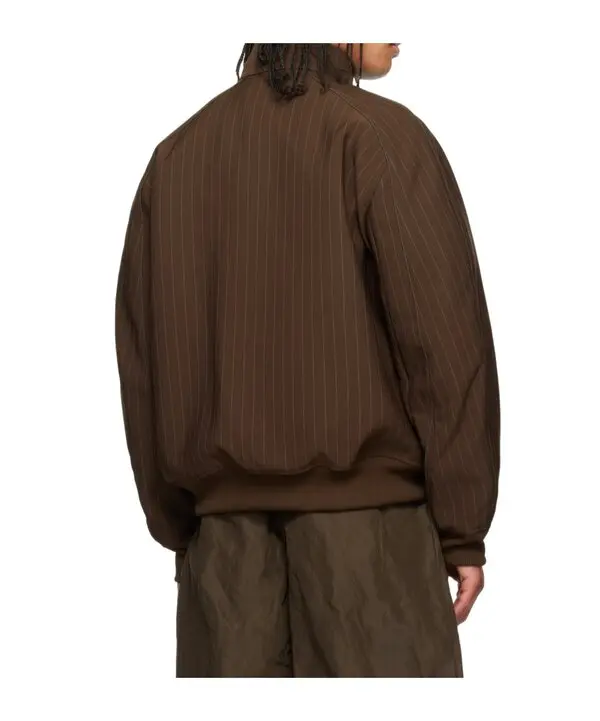 Sacai Pinstripe Zip-up Bomber Jacket - Brown