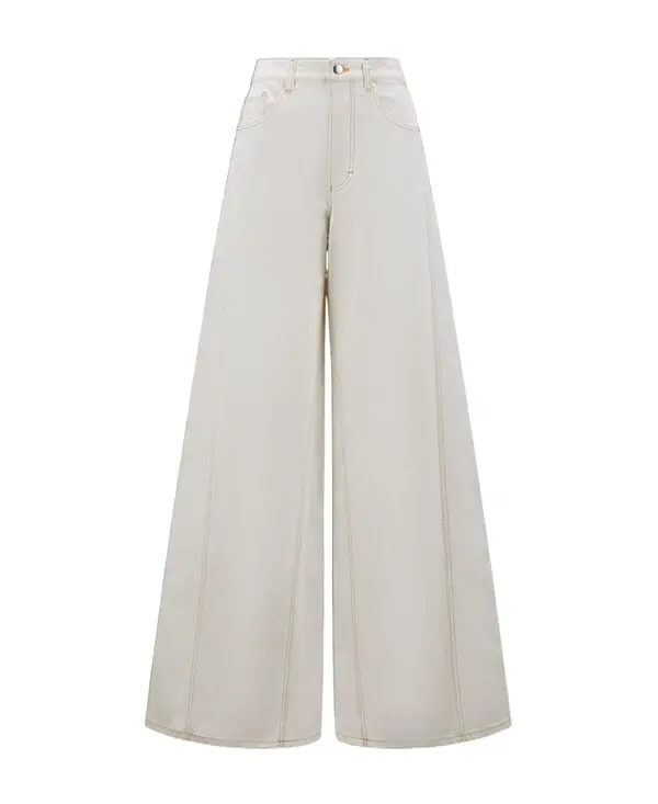 Moncler Bleached Denim Wide-leg Jeans - No