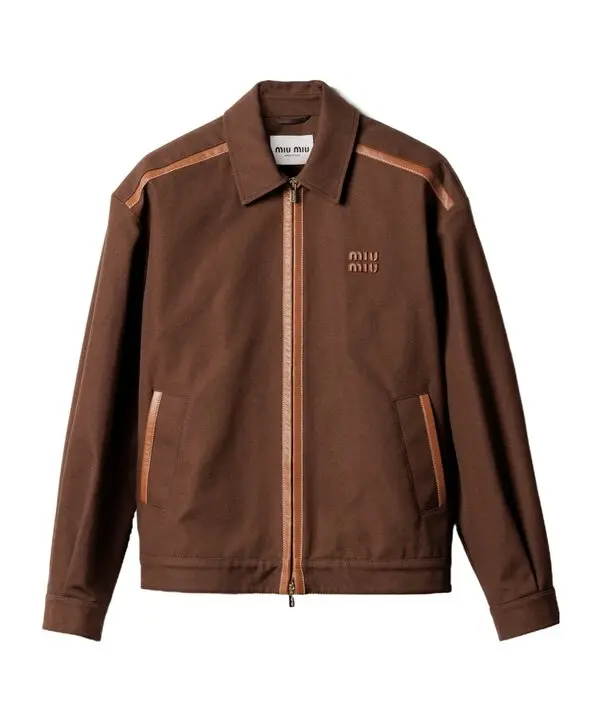 Miu Miu Contrast Trim Zip Jacket - Cocoa Brown