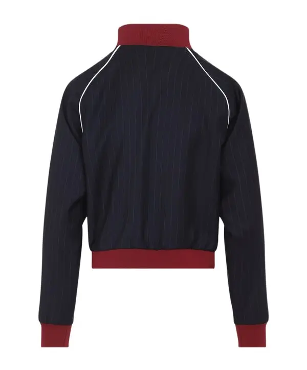 Miu Miu Pinstriped Zipper Blouson Jacket - Blue